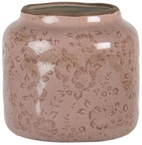 Růžový keramický květináč s popraskáním Iwan VM – 14x13 cm