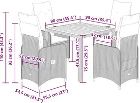 5dílný zahradní bistro set s poduškami béžový polyratan 3277096