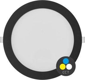 T-LED Černý vestavný LED panel kulatý 300mm 24W 24V CCT 102211