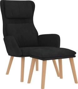 Relaxační křeslo se stoličkou černé samet 3097826