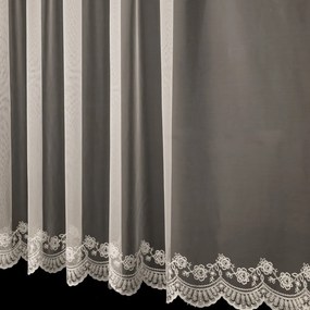 Rand tylová záclona CAMILA/1 vyšívané růžičky, s bordurou, krémová, výška 120cm (v metráži)