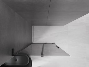 Mexen Velar L, posuvná sprchová zástěna Walk-in 100 x 200 cm, 8mm šedé sklo, černá matná, 871-100-003-43-70