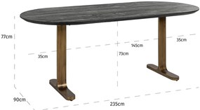 Černý dřevěný jídelní stůl Richmond Revelin 235 x 90 cm