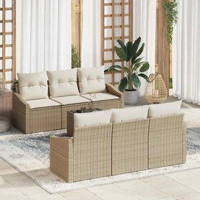 Set pohovek 7 ks Béžová a krémová polyratan 3346611