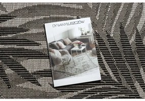 Dywany Luszczow Kusový koberec SIZAL FLOORLUX 20504 LISTY stříbro / černý DŽUNGLE Rozměr koberce: 140 x 200 cm