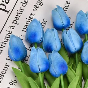 Bytová dekorace - kytice umělých tulipánů - 20 kusů Barva: 11 modrá.