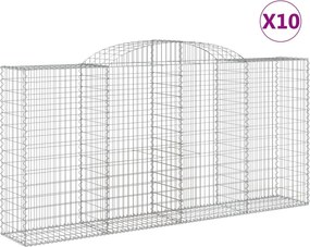 Klenuté gabionové koše 10ks 300x50x140/160cm pozinkované železo 3146745