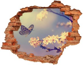 Wallmuralia Fototapeta díra na zeď Květ višně a motýl 90x70 cm