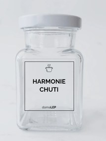 Samolepka na kořenky HARMONIE CHUTI průhledná 5 × 5 cm tučné písmo