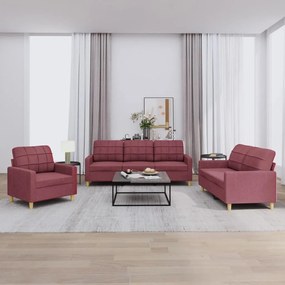 3dílná sedací souprava s poduškami vínová textil 3201248