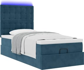 Osmanský rám postele s matracemi tmavě modrá 80x200cm samet 3314430