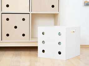 Benlemi Dřevěný úložný box DICE s čísly ve stylu hrací kostky Zvolte barvu: Bílá, Varianta: Šestka