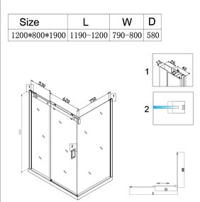 BPS-koupelny Obdélníkový sprchový kout HYD-OK203C 120x80 chrom/transparent + vanička HYD-OSV-SXL03E černá