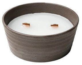 Krab - zahradní repelentní svíčka Bílá citronela v keramické misce průměr 130 mm, 2 dřevěné knoty, 220/520 g