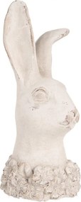 Béžová antik cementová busta králík - 12*10*24 cm