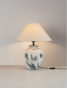 Bílá/šedá keramická stolní lampa s textilním stínidlem (výška 55 cm) Lupe – Nova Luce