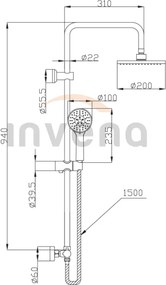 Invena Esla, sprchový sloup s termostatickou baterií, chrom, INV-AU-94-D01-C