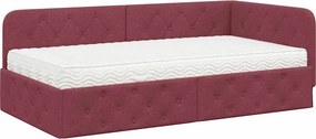 Rohový rám postele Víno Červené 90 x 200 cm textil 3394048