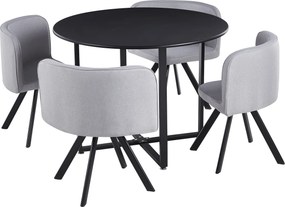 Jídelní set 1+4, černá/světle šedá, BEVAN NEW