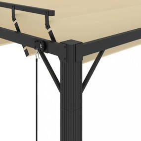 Pergola s lamelovou střechou 3 x 3 m hliník / látka Dekorhome Šedohnědá taupe