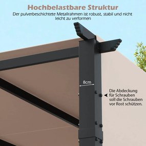 Costway Pergola s 2 Nastavitelné střechy Vodotěsné Stabilní Zimní altán, béžový