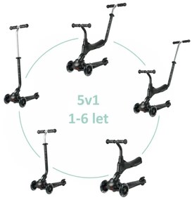 QPlay - Dětská koloběžka s LED kolečky 5v1 SEMA PRO černá