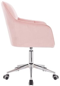 LuxuryForm Křeslo AMALFI VELUR na stříbrné podstavě s kolečky - růžové