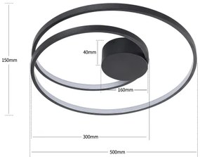Brilagi- LED Stmívat. stropní svítidlo TWISTER LED/48W/230V pr. 50 cm černá +DO