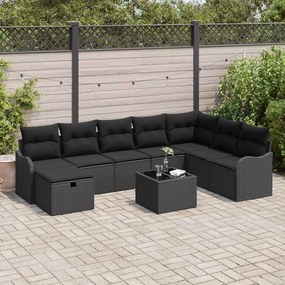 Set pohovek s polštářem s úložištěm Černá polyratan 3359042