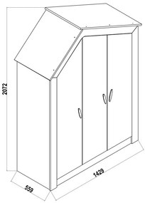 Šatní skříň 3D s osvětlením Boom - bříza/růžová