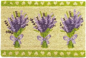 Kokosová rohožka Svazek levandule, 60 x 40 cm – zeleno-fialová, do domu i na terasu