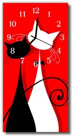 Skleněné hodiny vertikální  Zvířata, červené kočky 30x60 cm