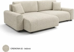 Rozkládací rohová sedačka RIMONA 240x168 - výběr potahové látky pravý roh Cremona 02 - béžová