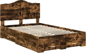 Rám postele s čelo Kouřový dub 135 x 190 cm Kompozitní dřevo 3413616