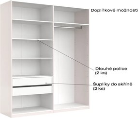 Skříň 4dv se zrcadlem, série N bílá Family