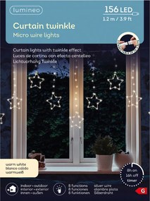 Záclona s Hvězdami Micro 156 Led vnější/vnitřní teplá bílá 120 cm