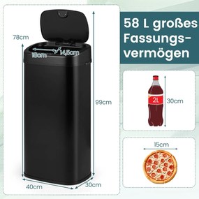 Costway 68 L Automatický odpadkový koš se senzorem a dvouzónový inteligentní