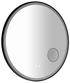 Sapho, TARAN kulaté zrcadlo s LED osvětlením, o 80cm, kosm.zrcátko, senzor, fólie anti-fog, 3000-6500°K, černá mat