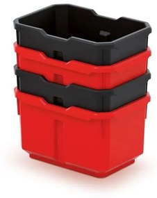 Sada úložných boxů 4 ks TITANIO 15,6 x 11 x 19,5 cm černo-červená