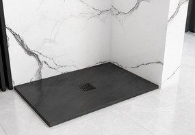 Rea BLACK ROCK- Akrylátová sprchová vanička 90 x 120 x 3,5 cm + sifon, černá, REA-K4580