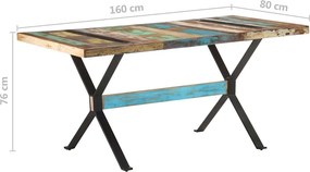Jídelní stůl 160 x 80 x 76 cm masivní recyklované dřevo 321609