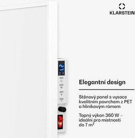 Klarstein Wonderwall 360 Smart, infračervený ohřívač, 60 x 60 cm, 360 W, časovač, IP24, bílý