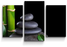 Sablio Obraz - 3-dílný Bambus a kameny - 75x50 cm