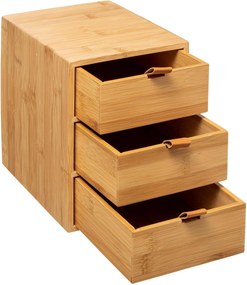 Bambusový organizér na kosmetiku, 3 zásuvky