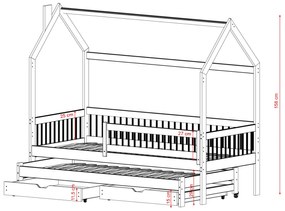 Dětská domečková postel s přistýlkou a šuplíky PIPER - 200x90 cm - bílá