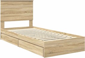 Postel s úložným prostorem se zásuvkou Sonoma dub 100 x 200 cm 3409582