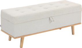 HOMCOM úložná lavice s úložným prostorem 80L, s látkovým potahem a dřevěnými nohami, 118x42x45 cm, krémová