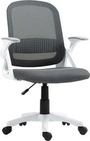 HOMCOM ergonomická síťovaná kancelářská židle se sklápěcími područkami, bederní podporou, výškově nastavitelná otočná židle s náklonem, šedá | Aosom