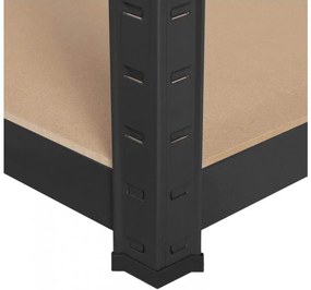 Fistar Rohový regál 1800x900x450x635 mm lakovaný 5-policový, nosnost 750 kg - ČERNÝ