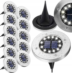 Solární Zahradní Lampa Zemní Led Světla Disk Senzor Soumraku 12 Disků